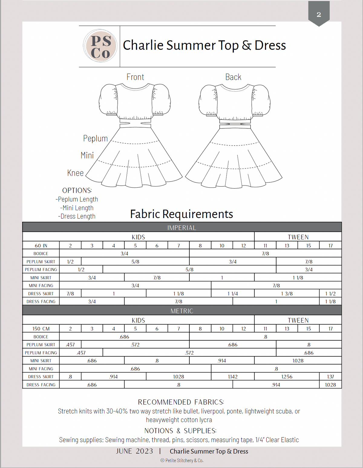 Kids Charlie Summer Top & Dress – Petite Stitchery